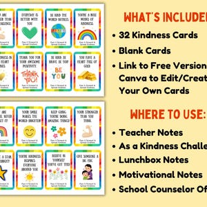 Printable Kindness Cards, Positive Affirmation Cards, Encouraging Notes ...