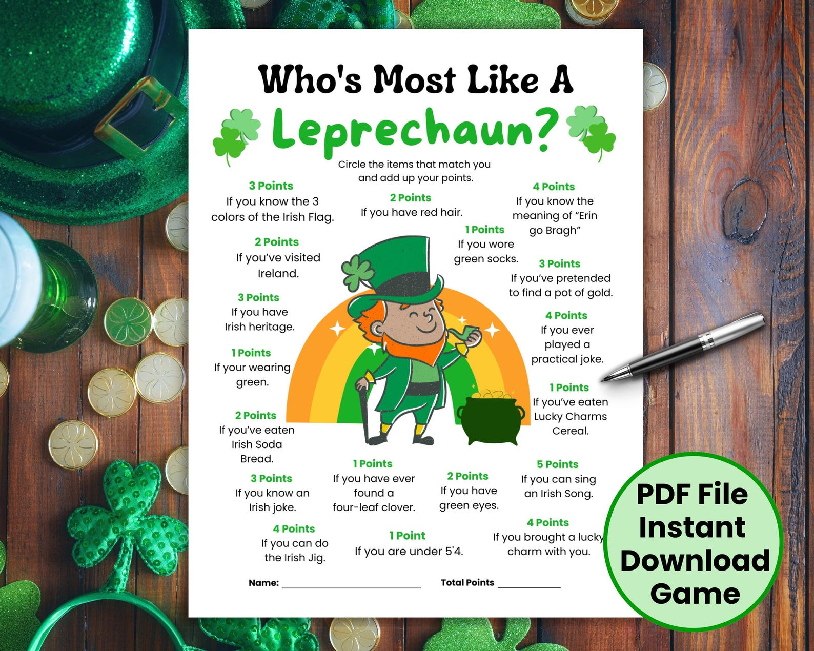 Who's Most Like a Leprechaun St. Patrick's Day Game, St. Patrick's ...