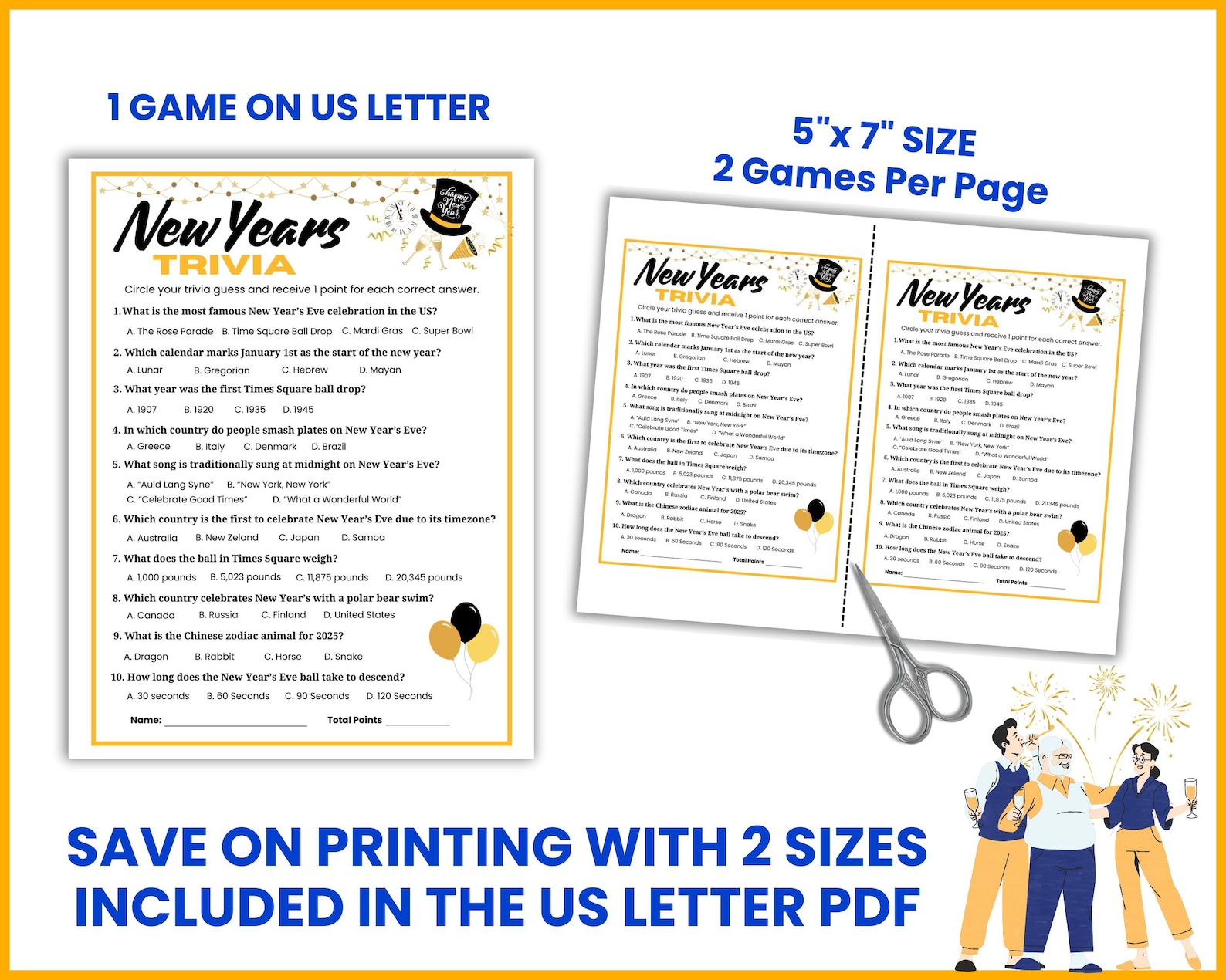 New Years Trivia Game, Printable New Year's Eve Party Game, New Years ...
