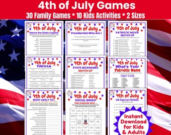 Printable 4th of July Games, Independence Day Games, 4th of July Picnic ...