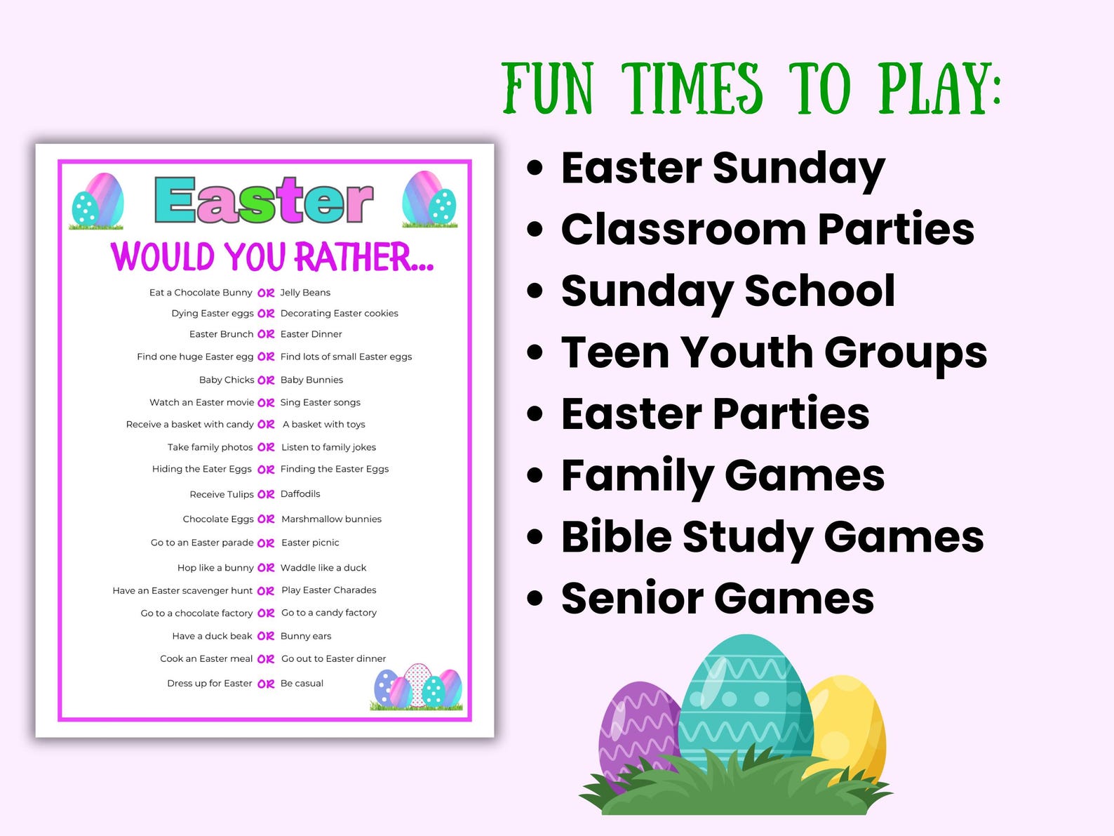 Easter Would You Rather Game, Fun Easter Game for Kids, Teens, Adults ...