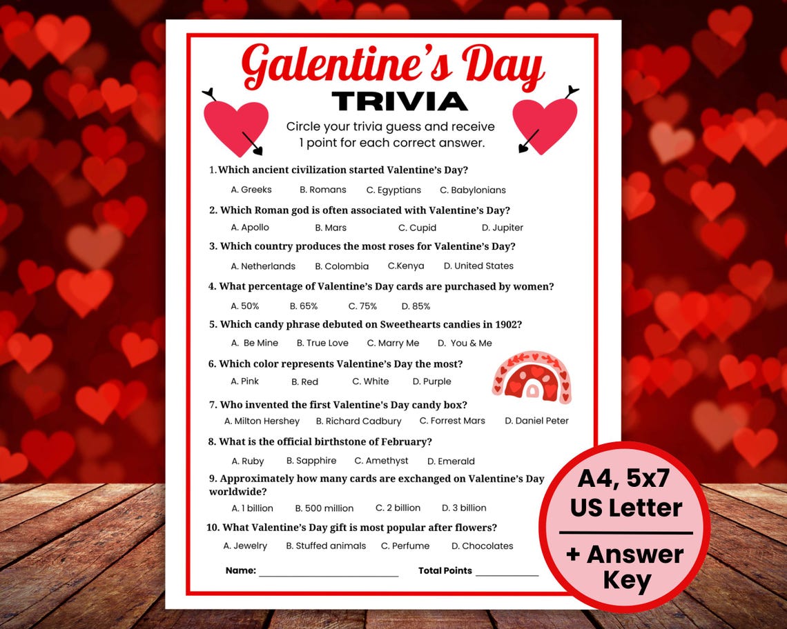 Galentines Day Trivia Game, Valentine's Day Trivia Quiz, Galentine's ...