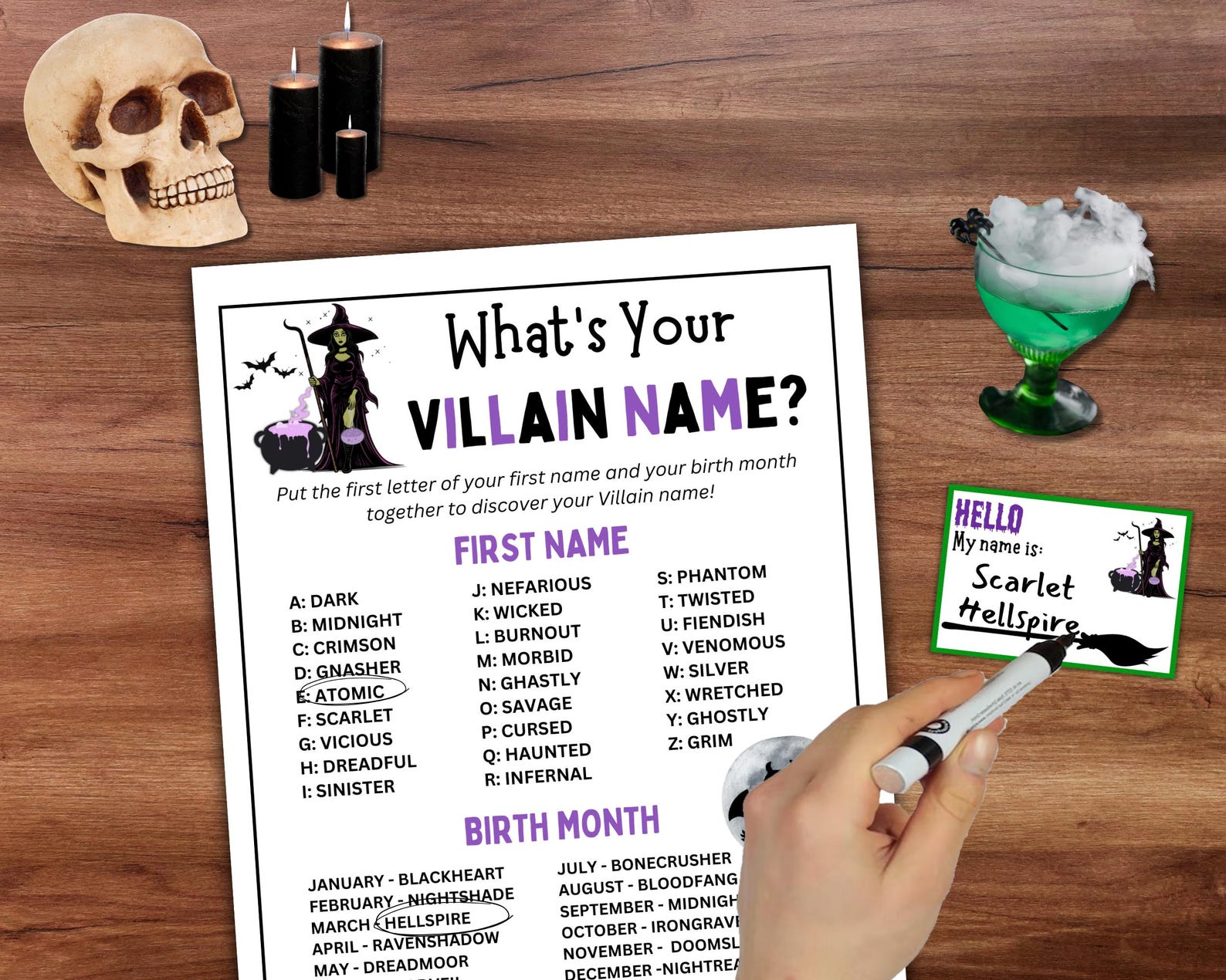 What's Your Villain Name Game, Fun Halloween Name Game, Printable ...