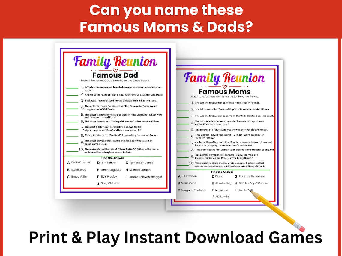 Family Reunion Trivia Games, Family Trivia, Printable Family Reunion ...