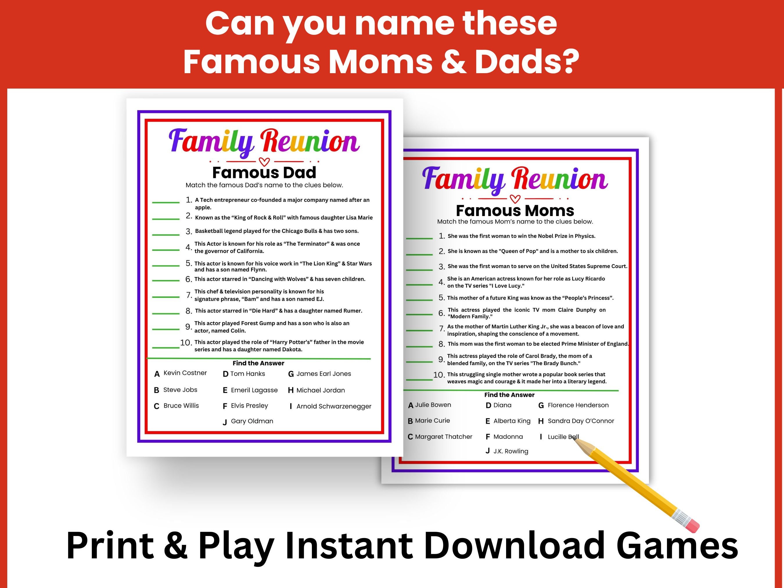 Family Reunion Trivia Games, Family Trivia, Printable Family Reunion ...