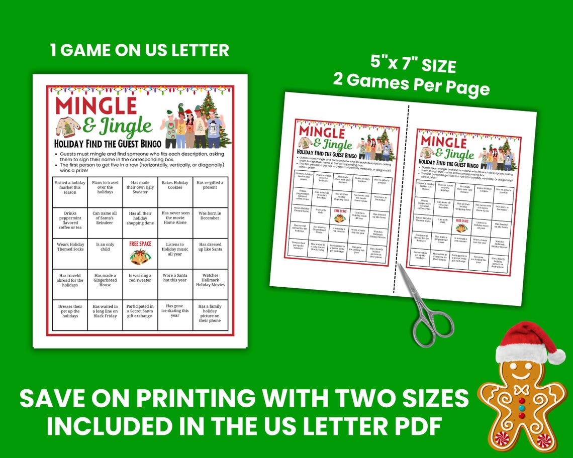 Christmas Find the Guest Bingo Game, Jingle Mingle Bingo, Ugly Sweater ...