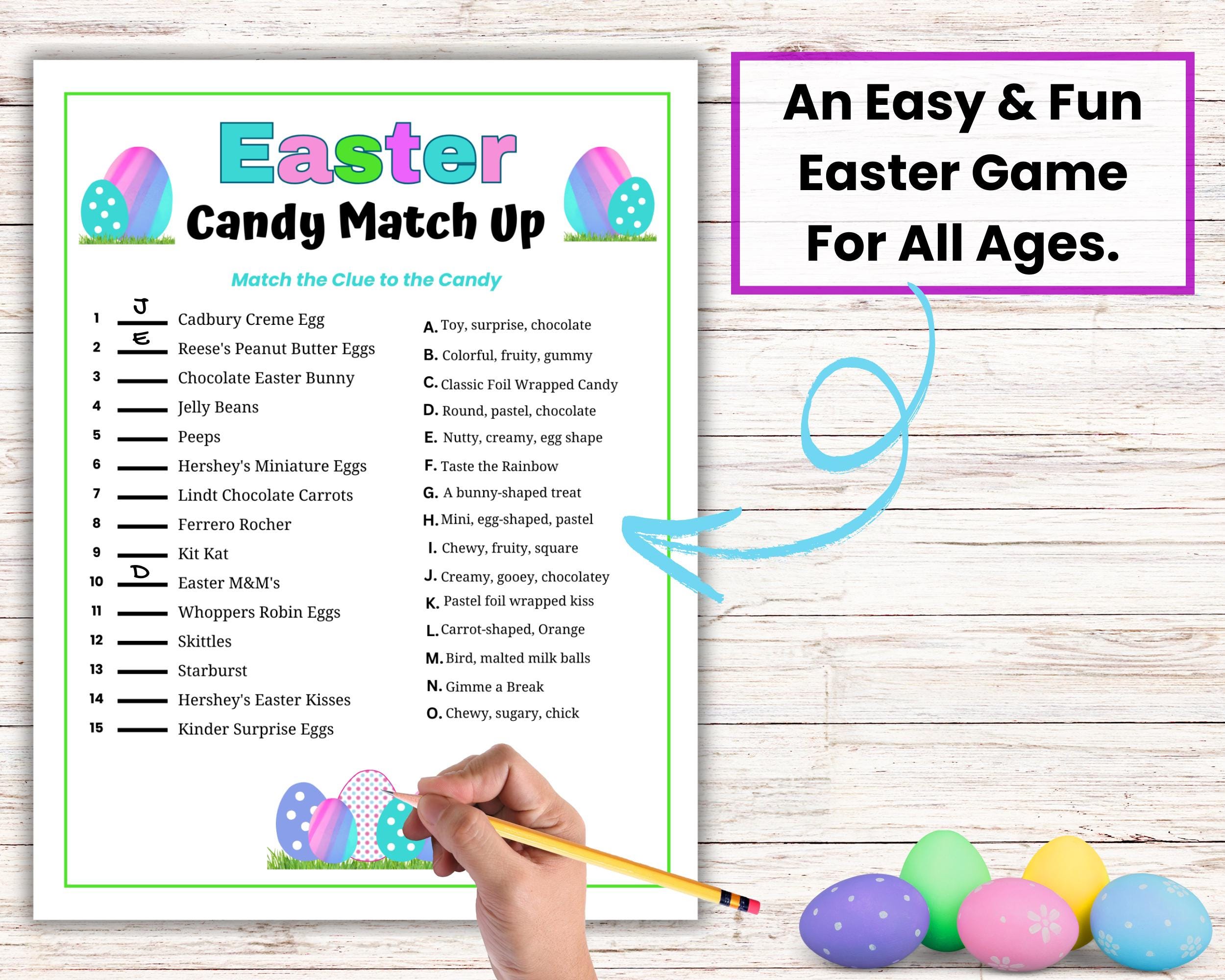 Easter Candy Match Game, Printable Candy Match Up, Easter Trivia Quiz ...