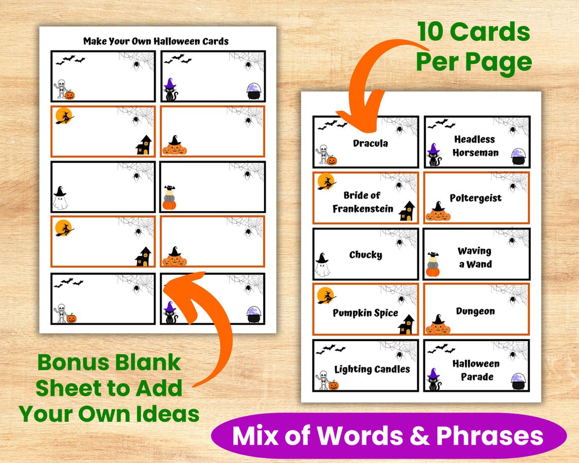 Halloween Charades Game Printable, Act It or Draw It, Fun Halloween ...