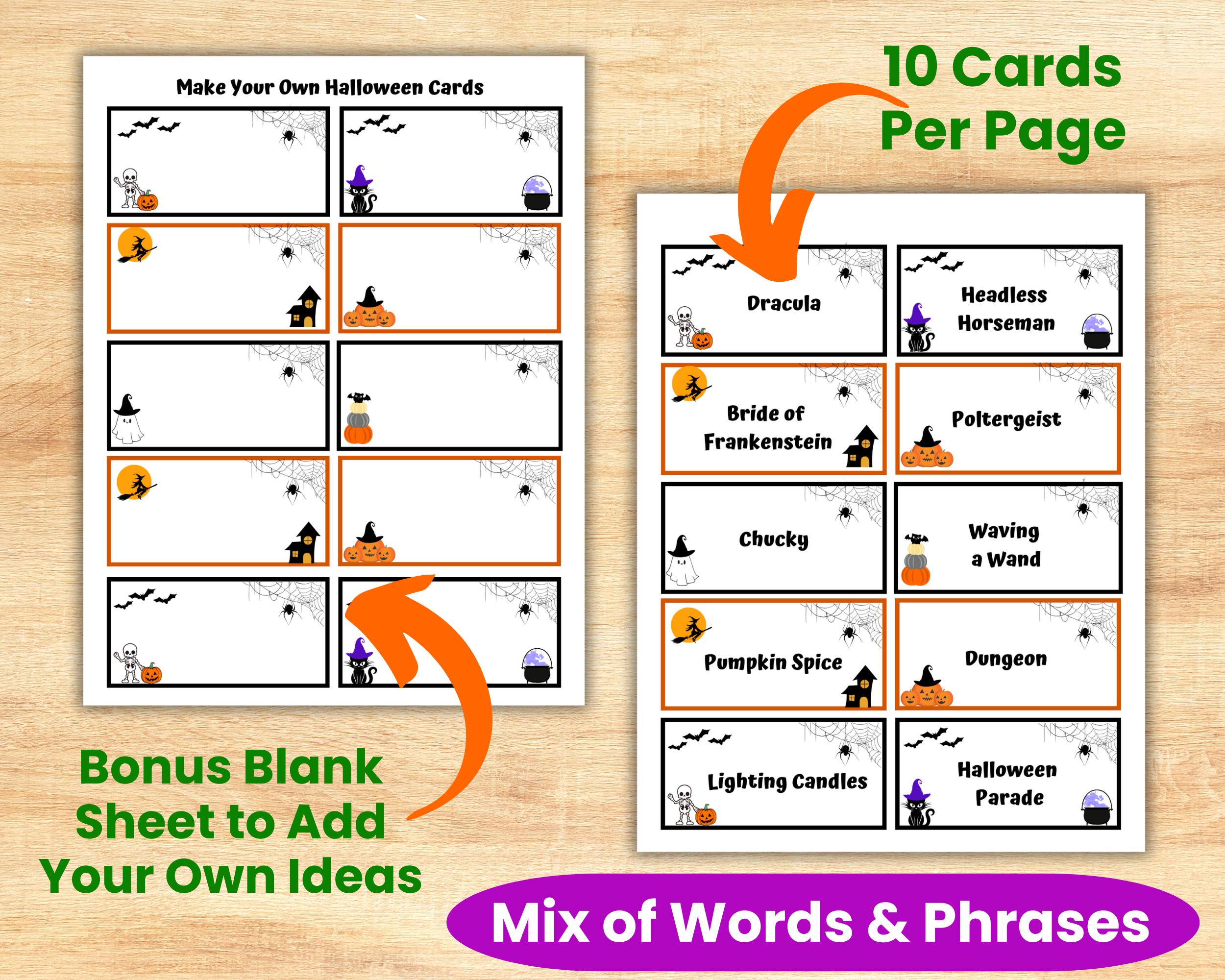 Halloween Charades Game Printable, Act It or Draw It, Fun Halloween ...
