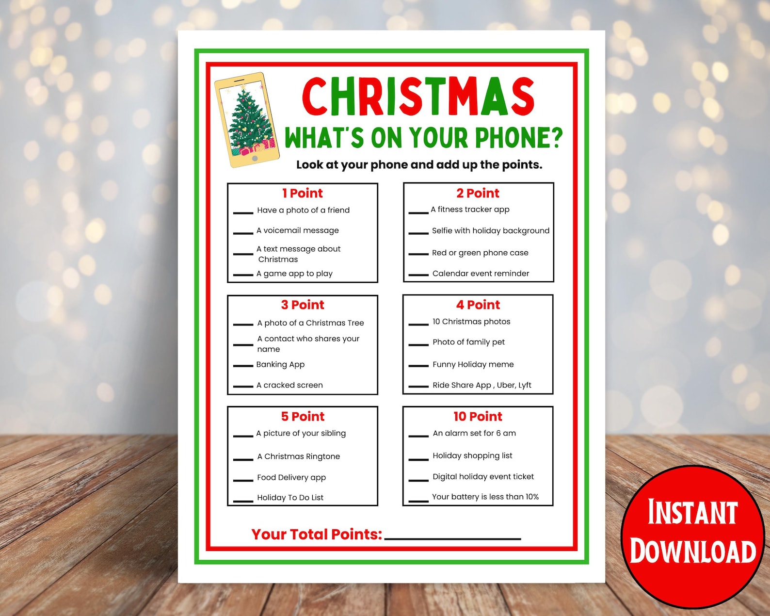 What's on Your Phone Christmas Game, Christmas Phone Game, Phone ...