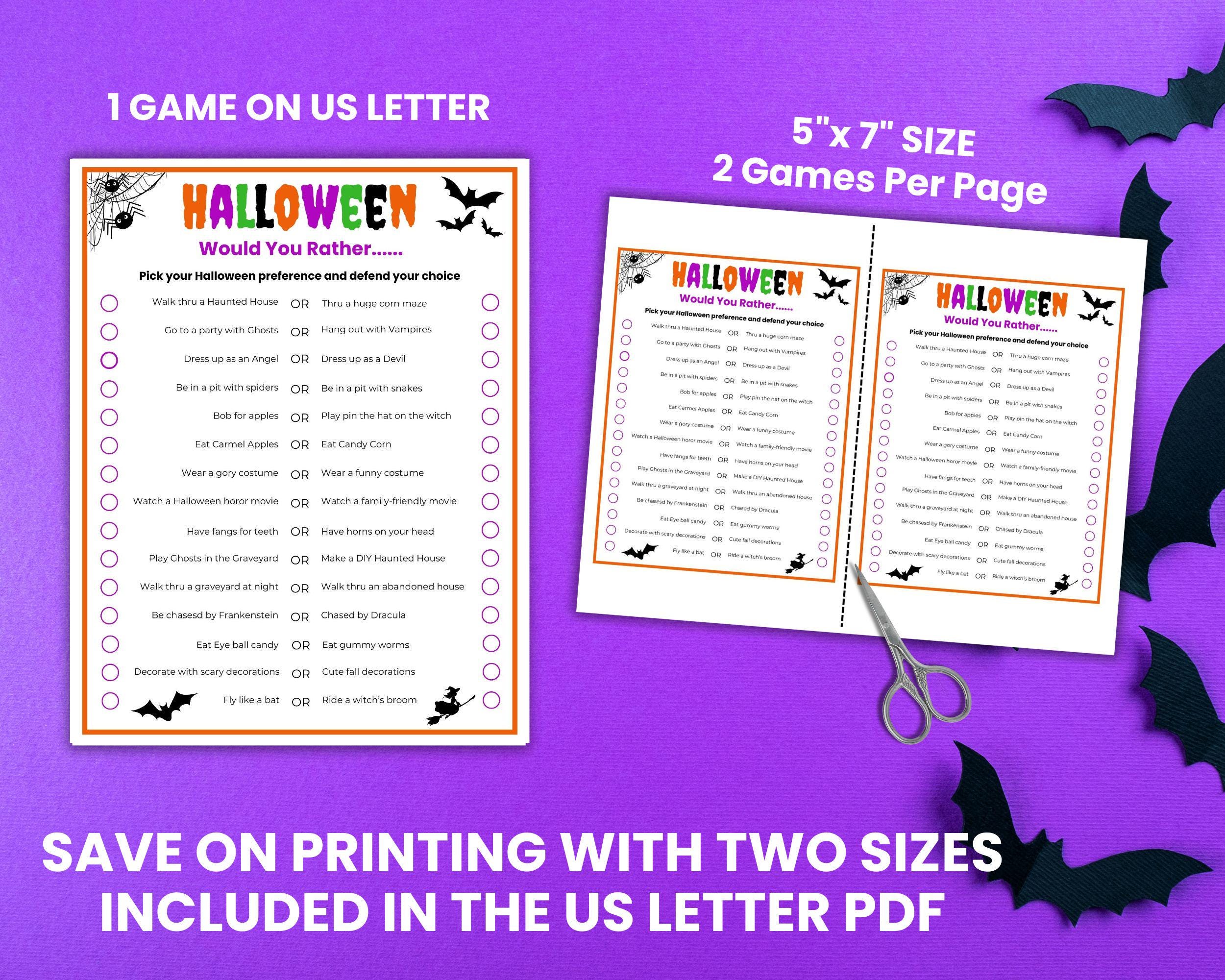 Halloween Would You Rather Questions for Kids & Adults, Classroom ...