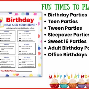Birthday What's on Your Phone Game, Teen Birthday Game, Tween Birthday ...