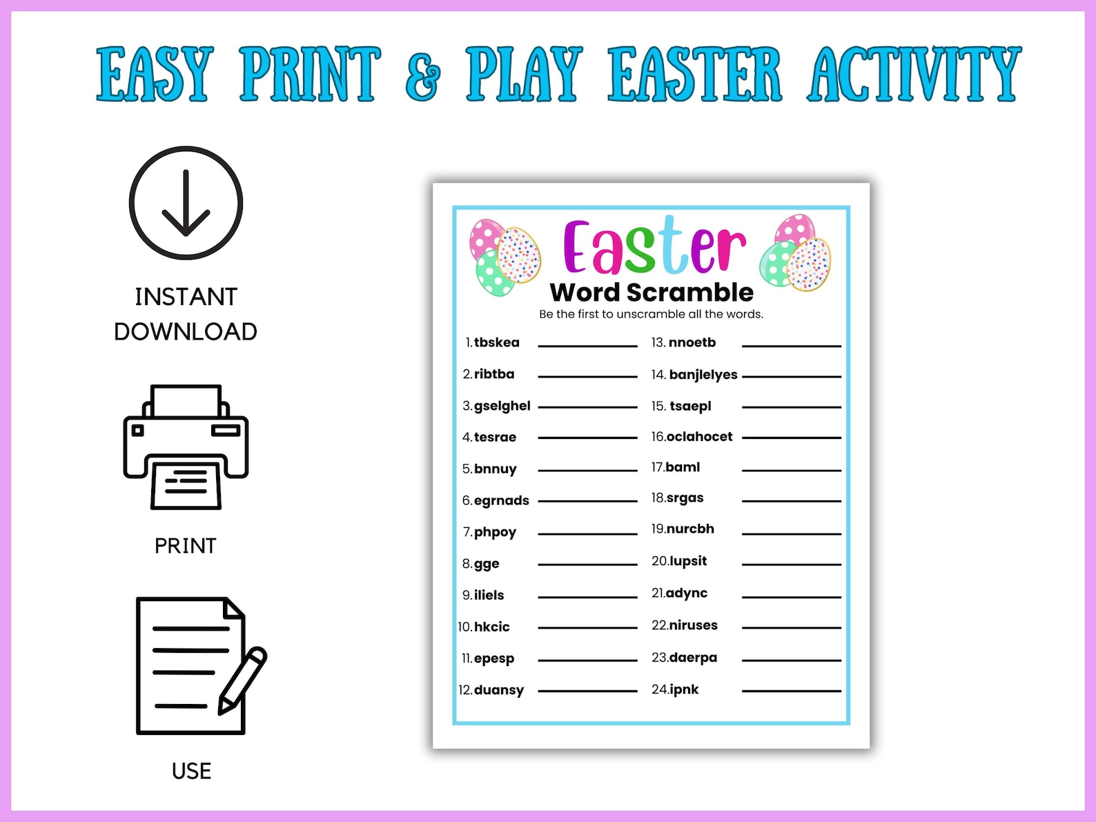 Easter Word Scramble Game, Printable Easter Games, Easter Word Games ...