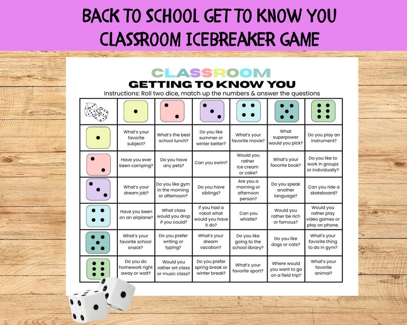 Classroom Get to Know You Game, Classroom Icebreaker Game, Back to ...
