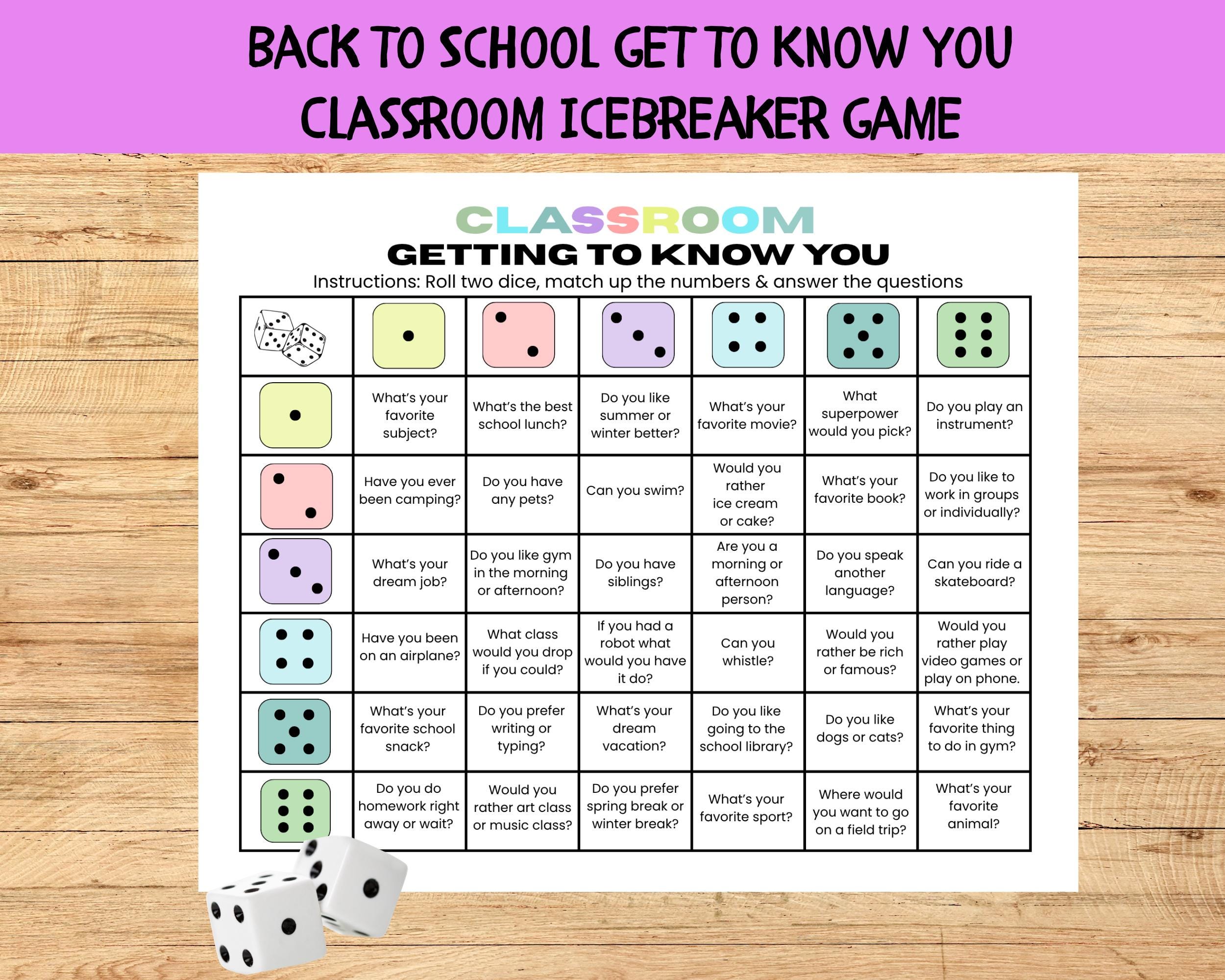 Classroom Get to Know You Game, Classroom Icebreaker Game, Back to ...