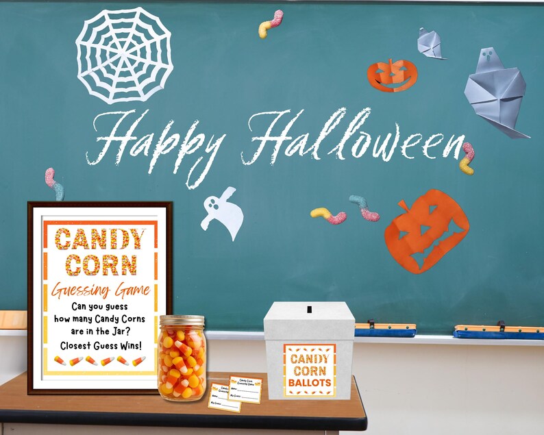 Candy Corn Guessing Game, Halloween Guess How Many, Halloween Jar Count ...