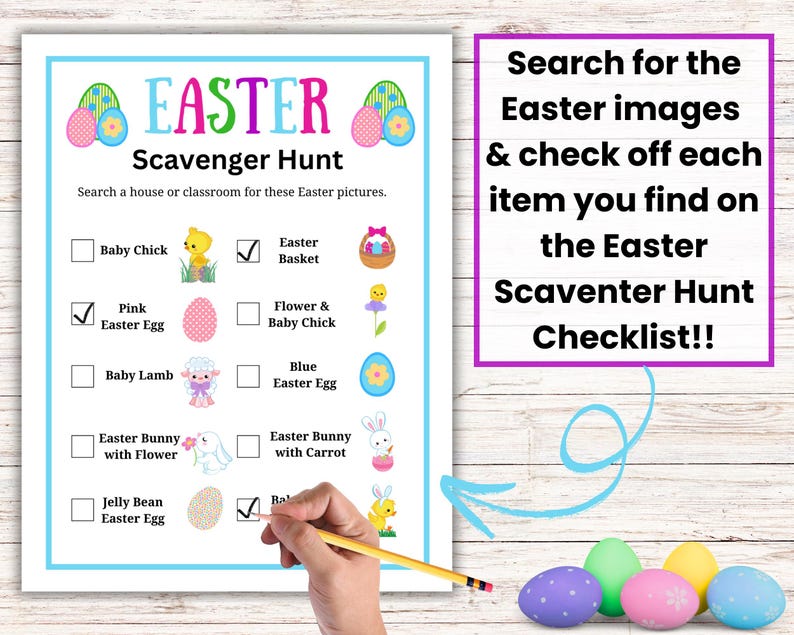 Easter Scavenger Hunt for Kids, Printable Easter Activities, Home ...