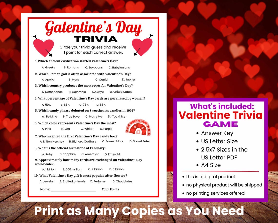 Galentines Day Trivia Game, Valentine's Day Trivia Quiz, Galentine's ...