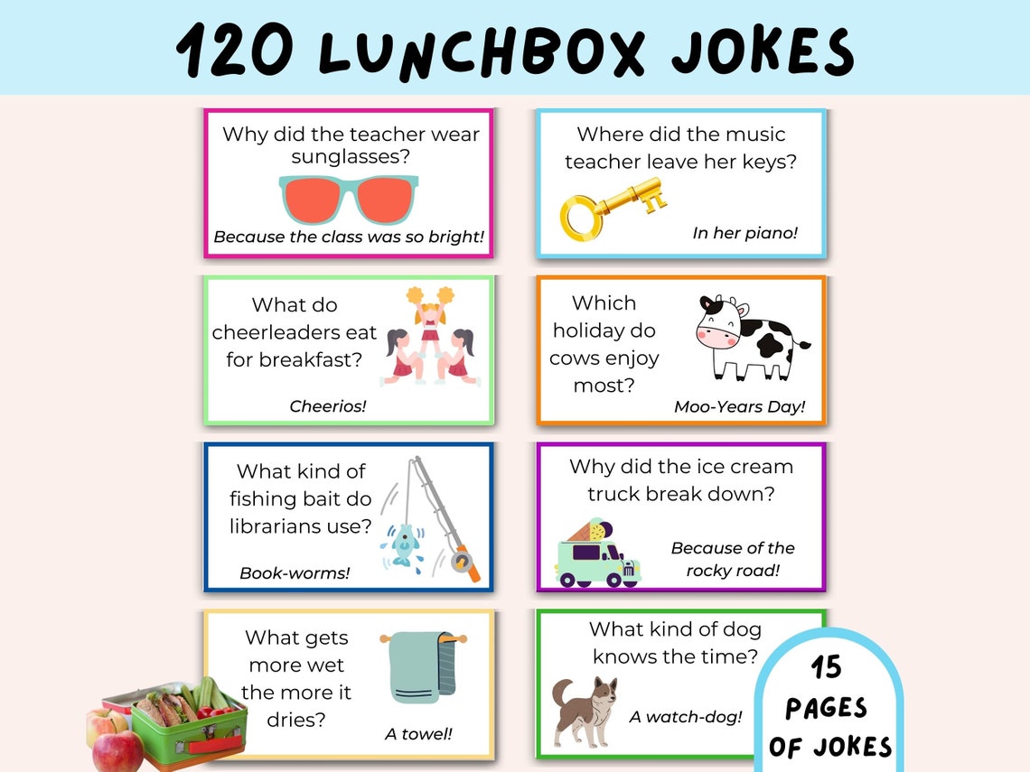 Lunchbox Jokes for Kids, Printable Lunch Box Notes, Back to School ...