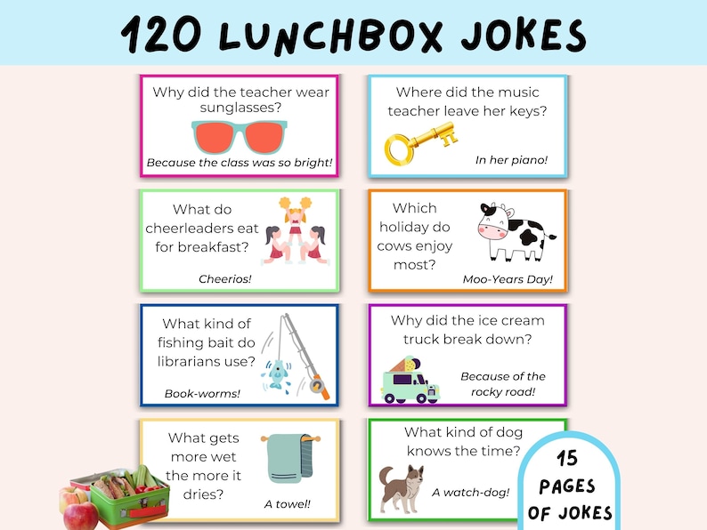 Lunchbox Jokes for Kids, Printable Lunch Box Notes, Back to School ...