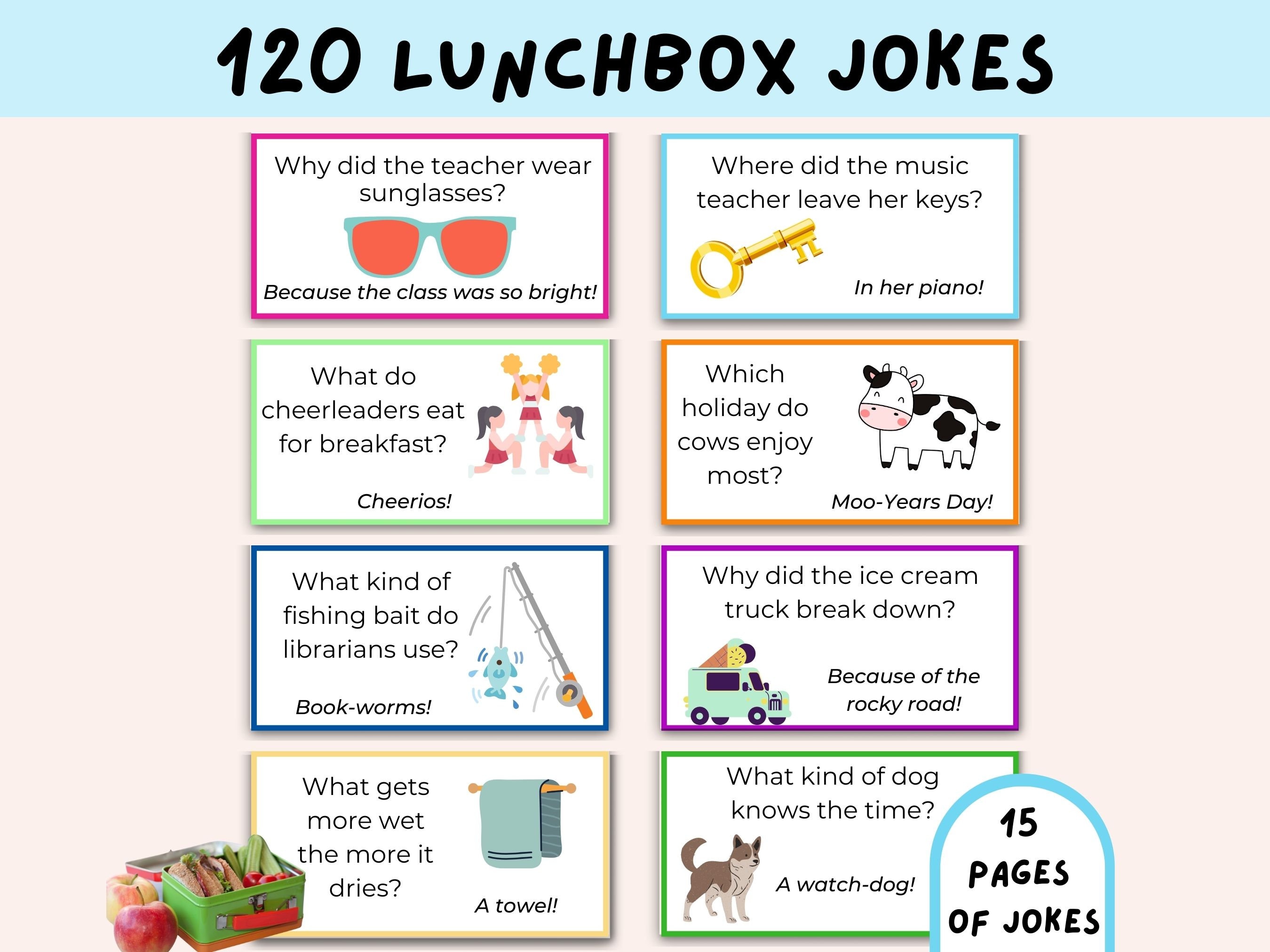 Lunchbox Jokes for Kids, Printable Lunch Box Notes, Back to School ...
