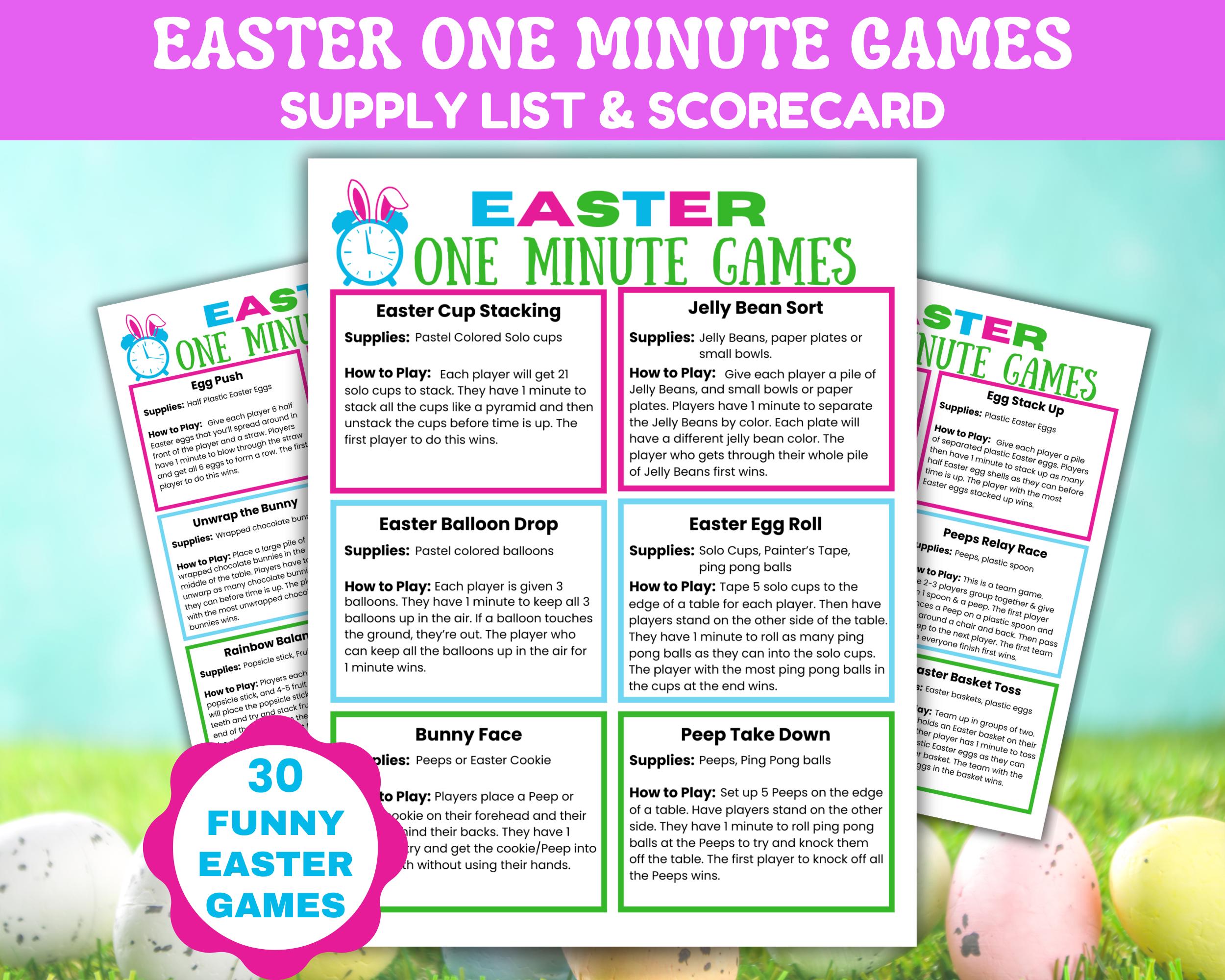 Easter Minute to Win It Games, Quick One Minute Games, Easter ...