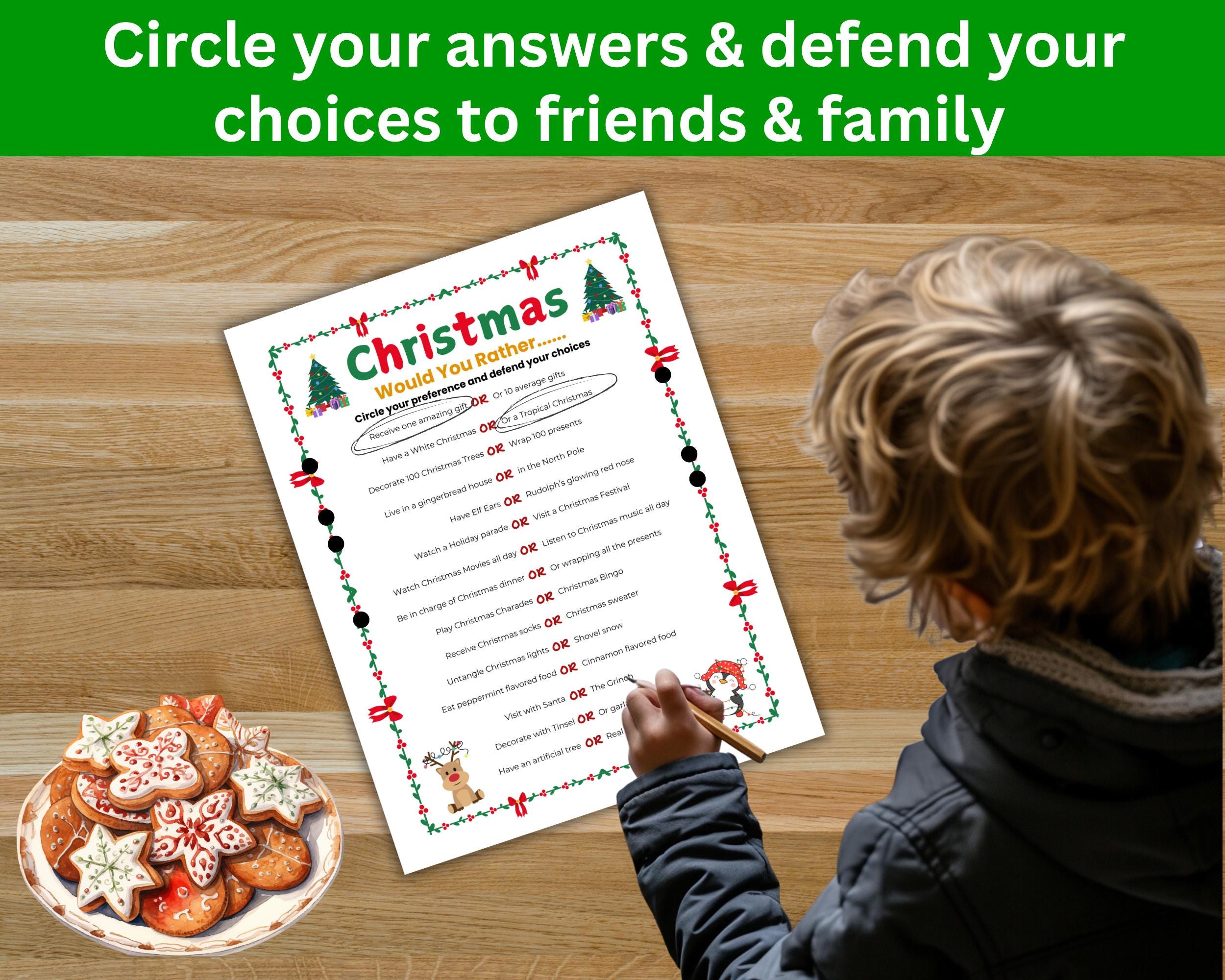 Christmas Would You Rather Game, This or That Game, Family Christmas ...