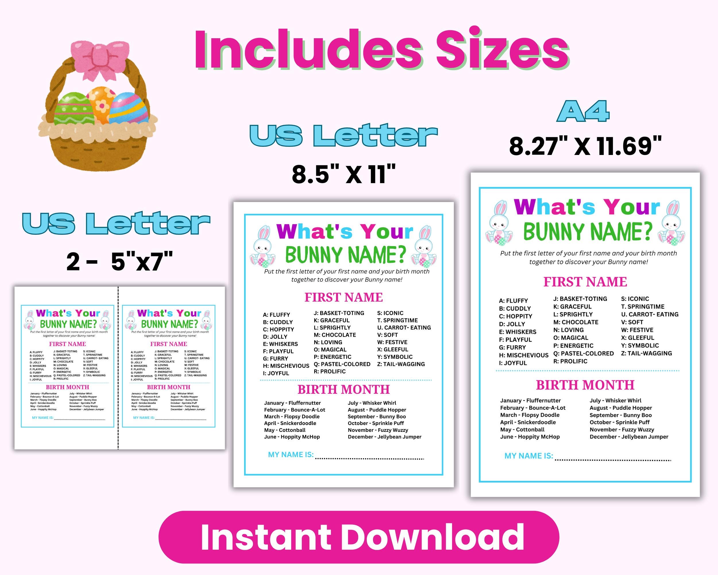 What's Your Bunny Name, Name Generator, Printable Easter Games, Easter ...