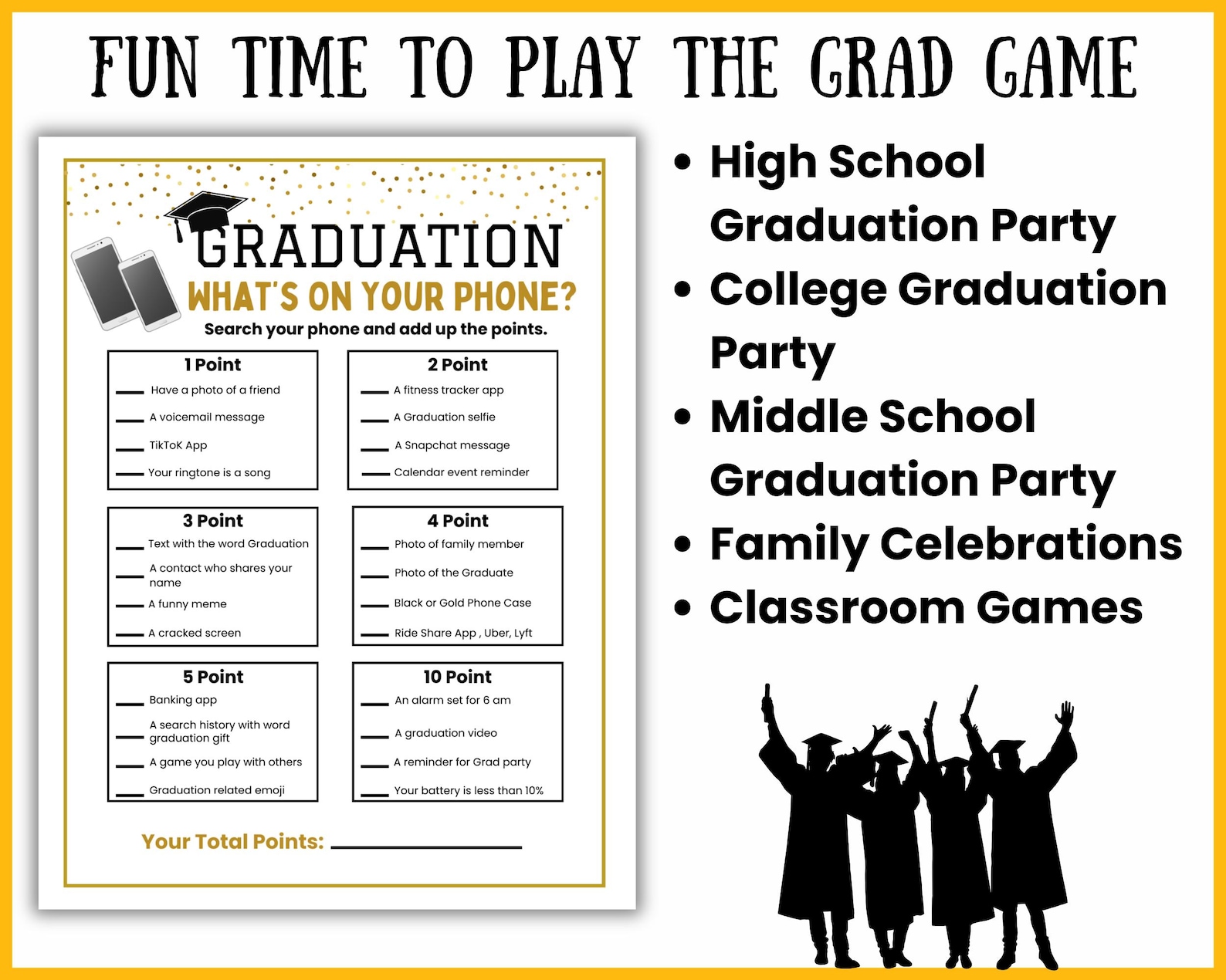 Grad What's on Your Phone Game, Graduation Party Game, Grad Party Ideas ...