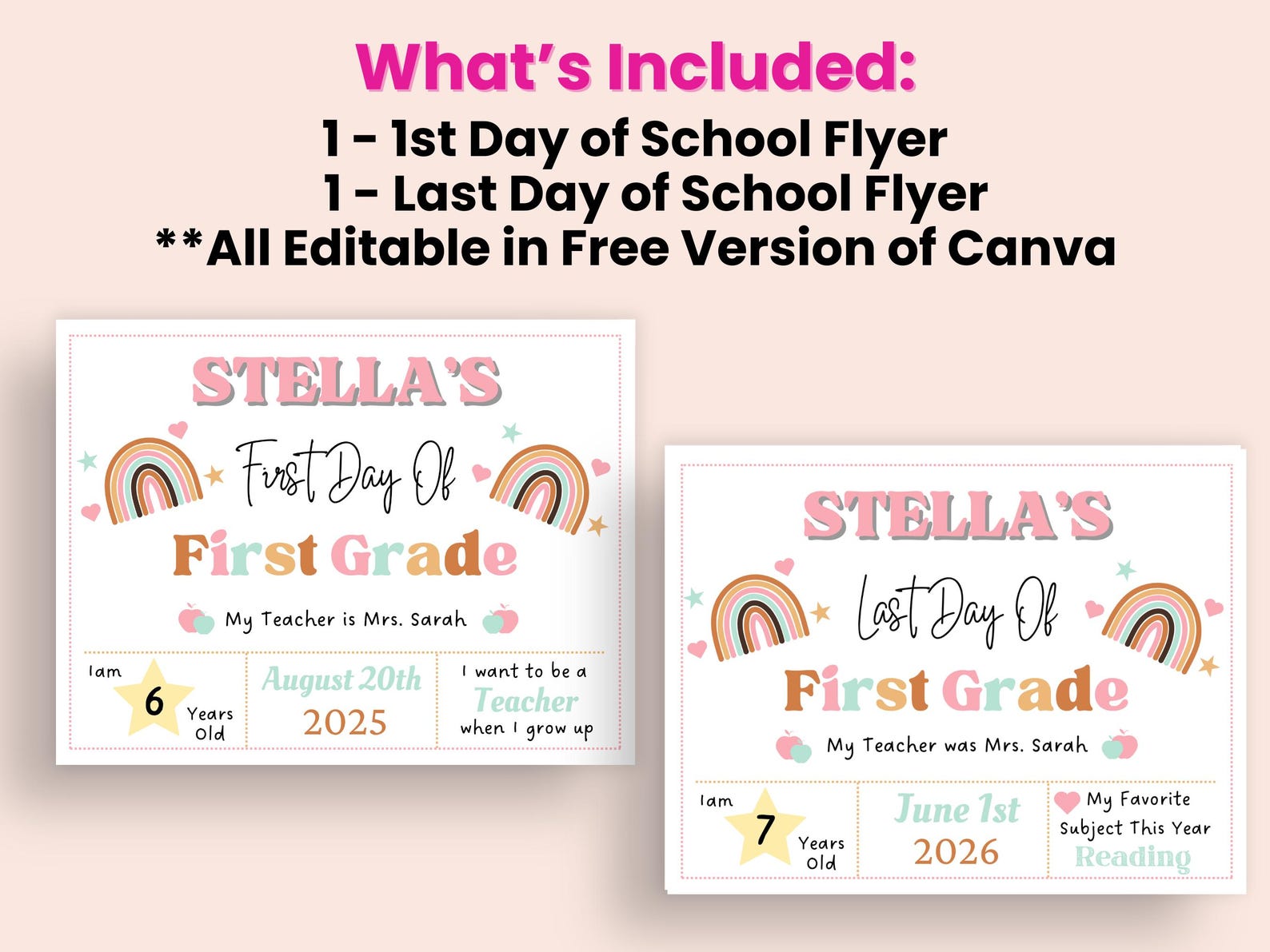 Editable First Day of School Sign Printable, Reusable Back to School ...