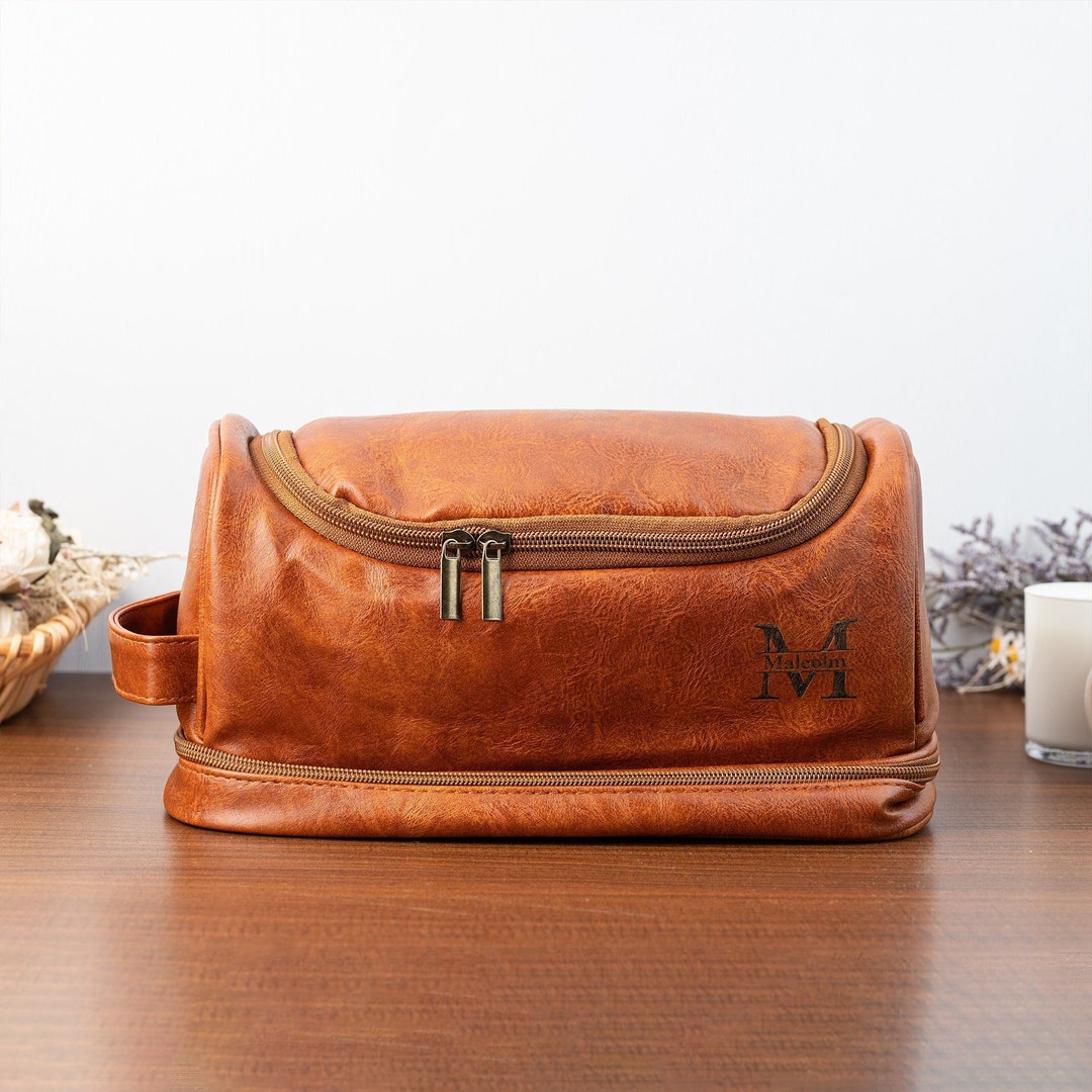 Personalized Leather Travel Bag for Men, Custom Faux Leather Hanging ...