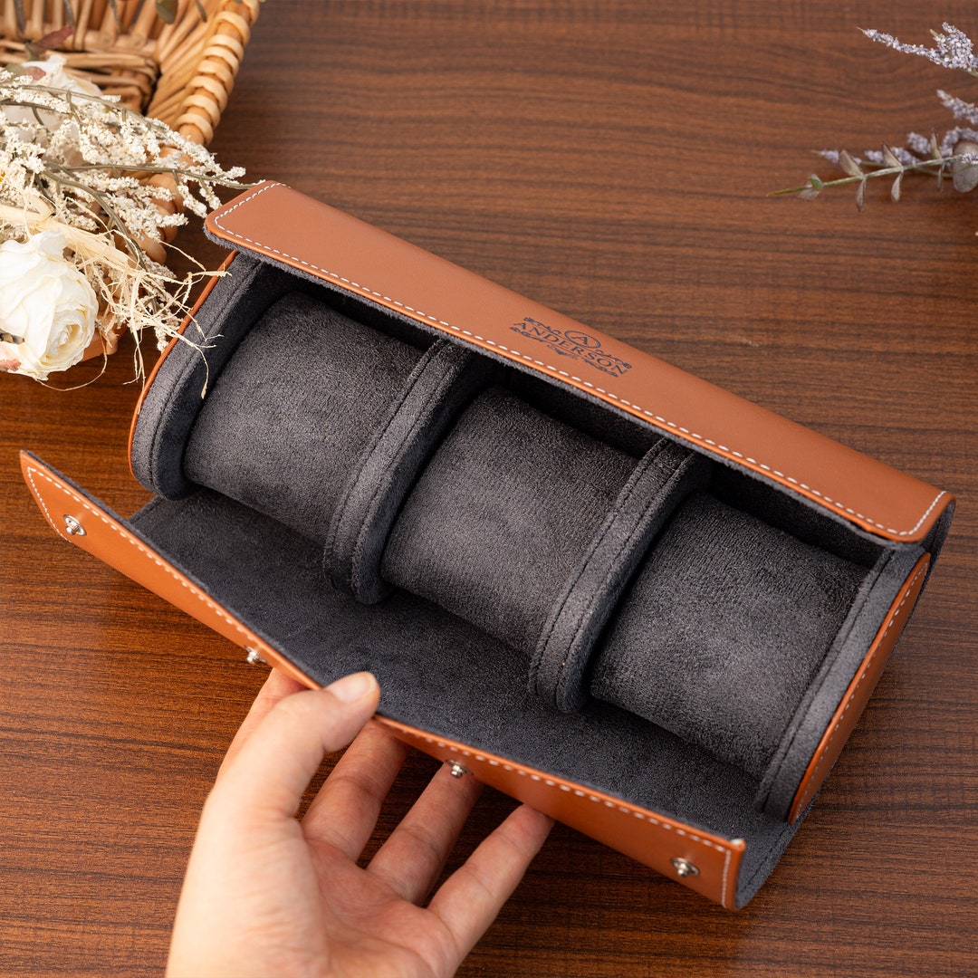 Leather Watch Case,personalized Leather Watch Roll,travel Watch Case ...