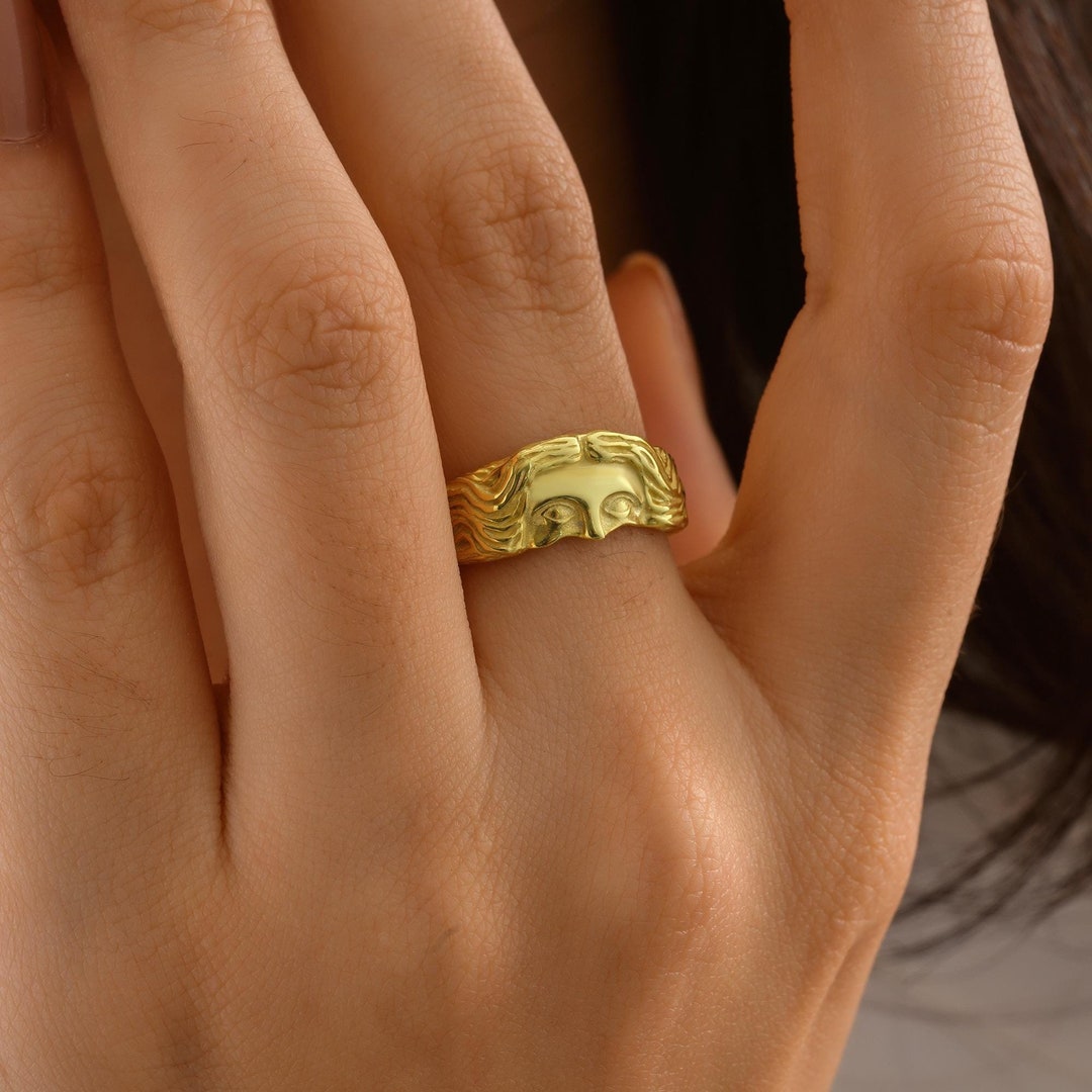 14K Gold Goddess Venus Ring , Aphrodite Ring , Mythology Jewelry Gift , Gold Statement Ring ...