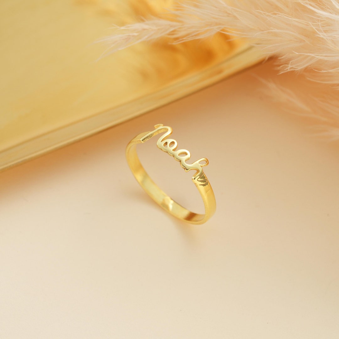 14K Gold Personalized Custom Name Ring , Personalized Ring , Gold Ring ...