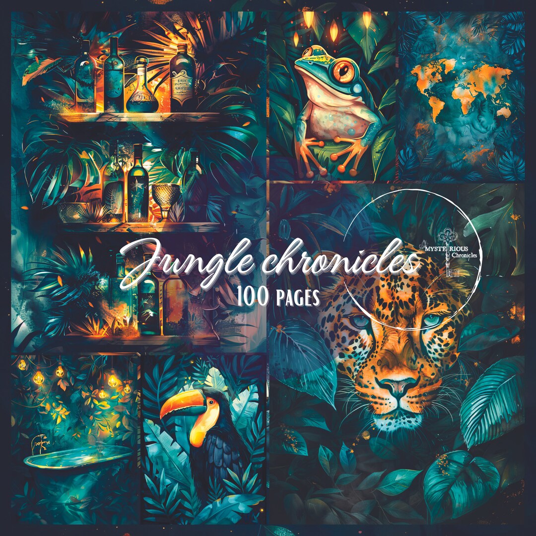 Jungle Chronicles Junk Journal Pages, Tropical Digital Paper (PDF & JPG ...
