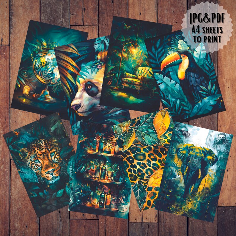 Jungle Chronicles Junk Journal Pages, Tropical Digital Paper (PDF & JPG ...