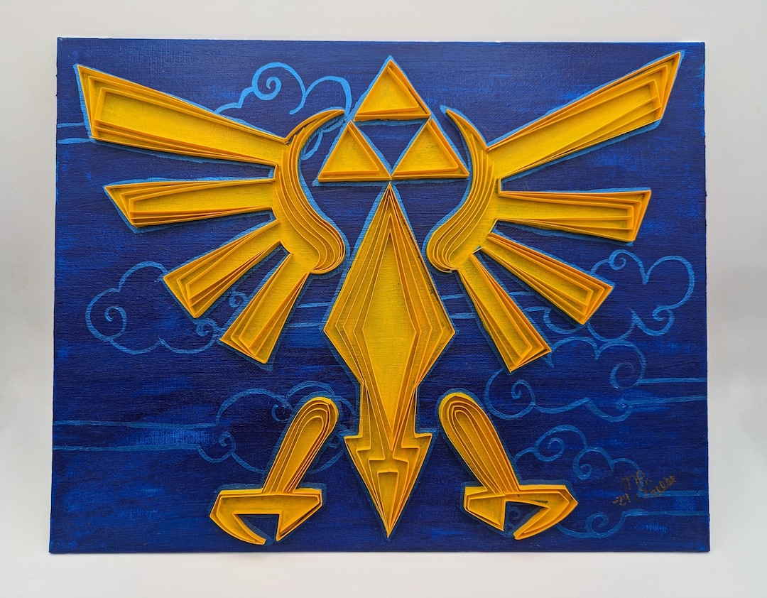 11"x14" Framed Legend of Zelda Triforce Hylian Crest Acrylic Painting ...