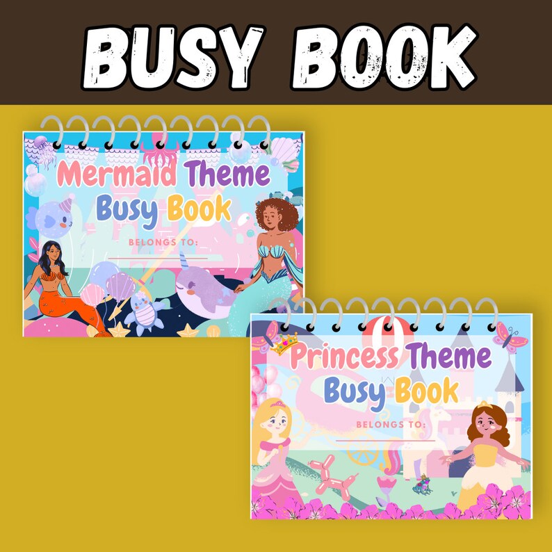 Busy Book for Toddler Dinosaur Busy Book Construction Busy Book Mermaid ...
