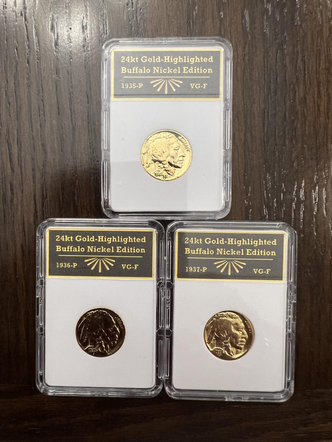 US Nickel | 1935, 1936 or 1937 | Indian Head | Buffalo | Gold Plated ...