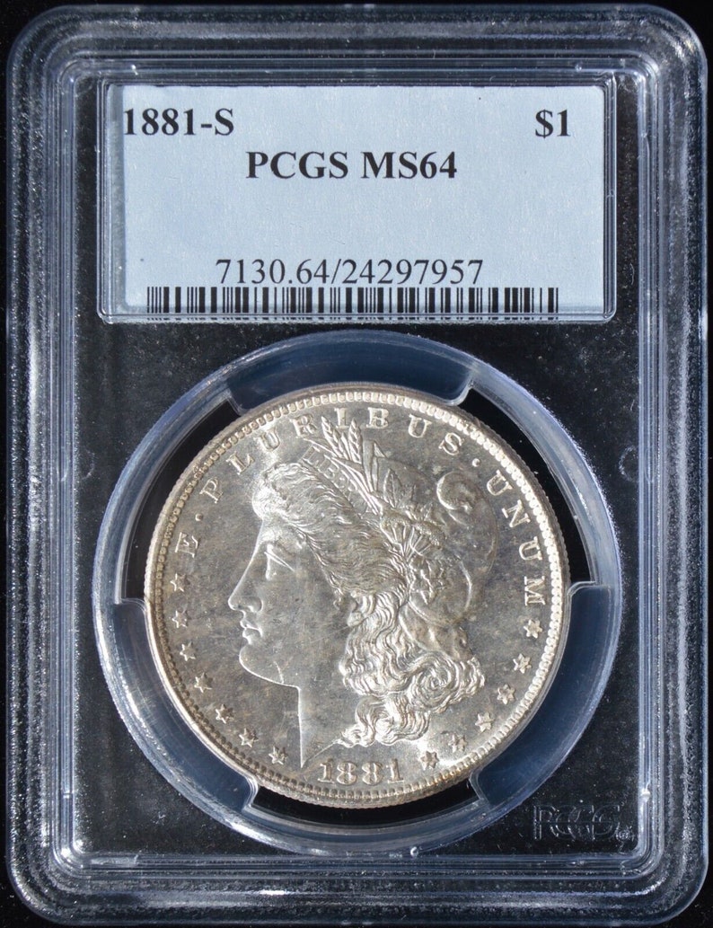 1881-S | Morgan Dollar | PCGS Certified | MS64 | Blast White | #A103 - Etsy