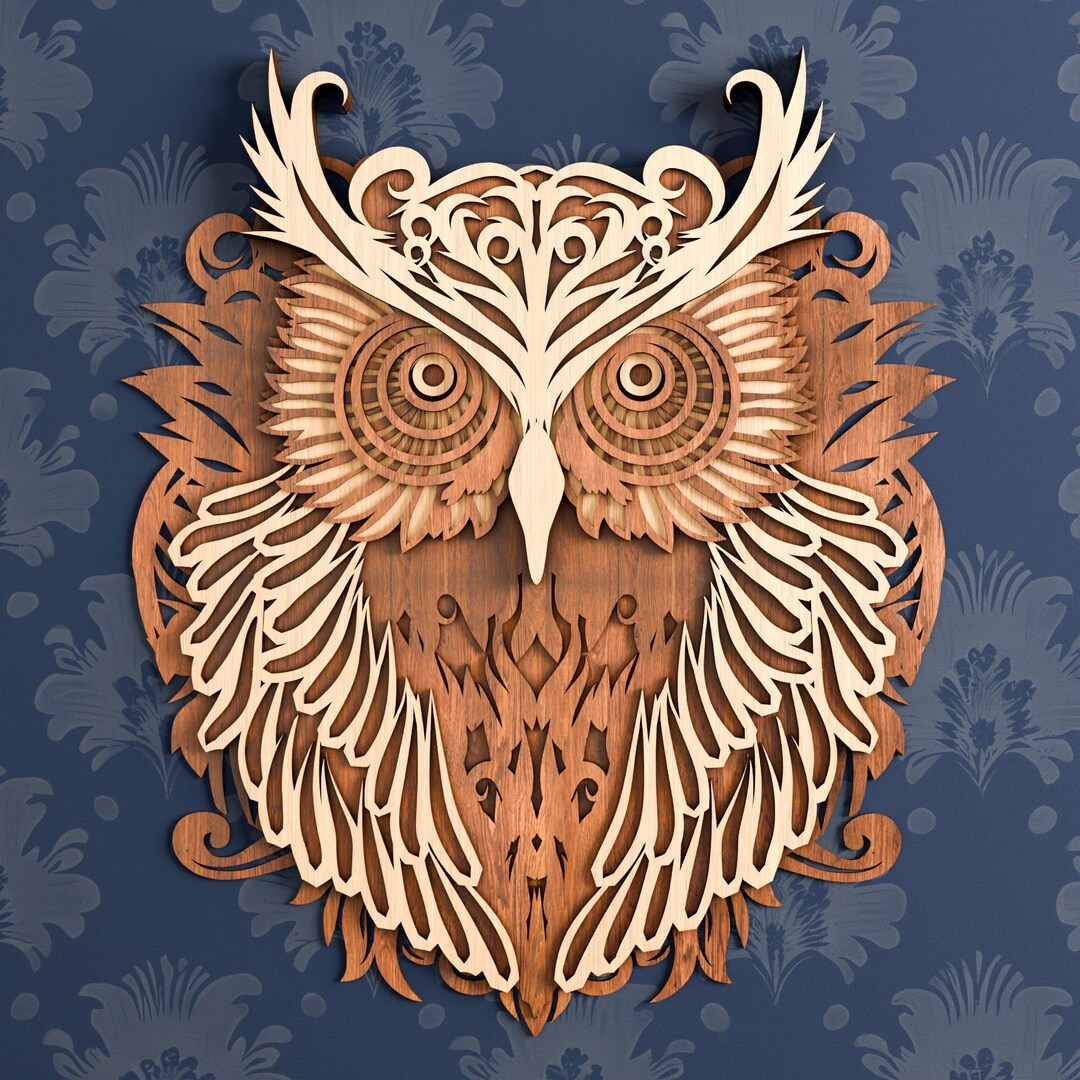 Multilayer Ornate Owl Laser Artwork SVG Mandela - 3D Layered Vector ...