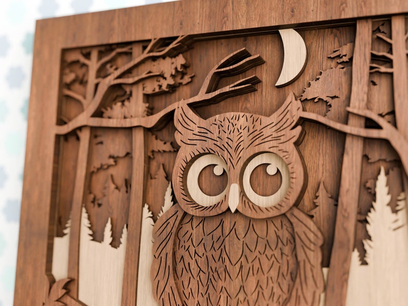 Multilayer Cute Owl Laser Artwork SVG Mandela - 3D Layered Vector ...