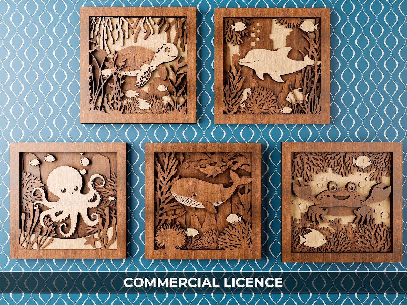 Ocean Animals Bundle Multilayer Laser Artwork COMMERCIAL LICENCE - 3D ...