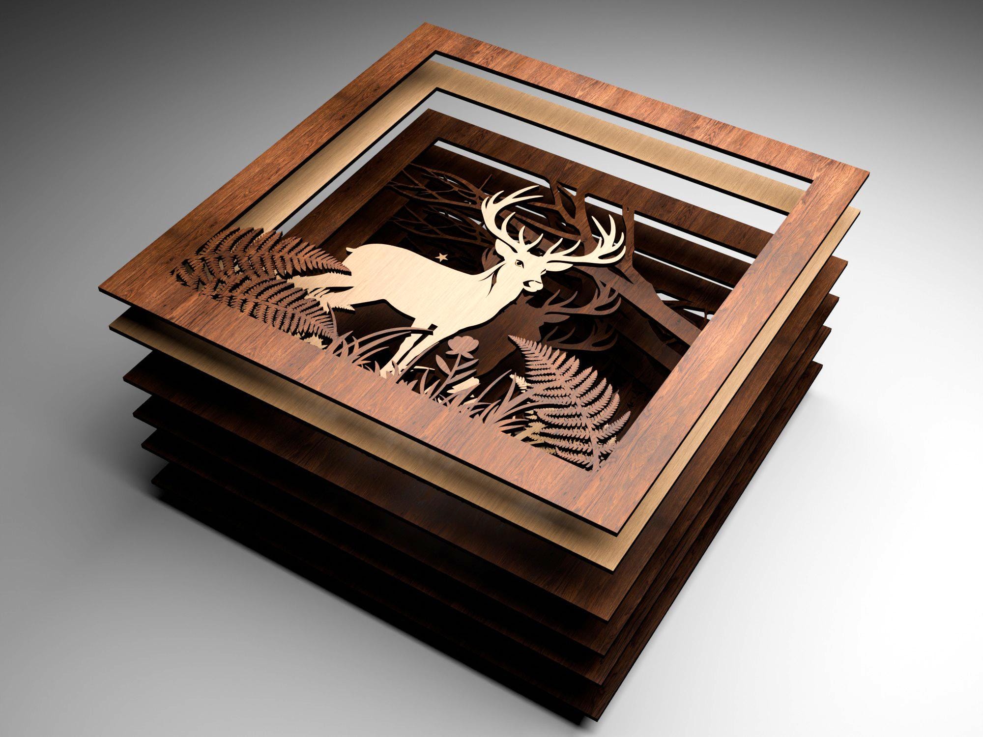 Multilayer Christmas Stag Laser Artwork SVG Mandela - 3D Layered Vector ...