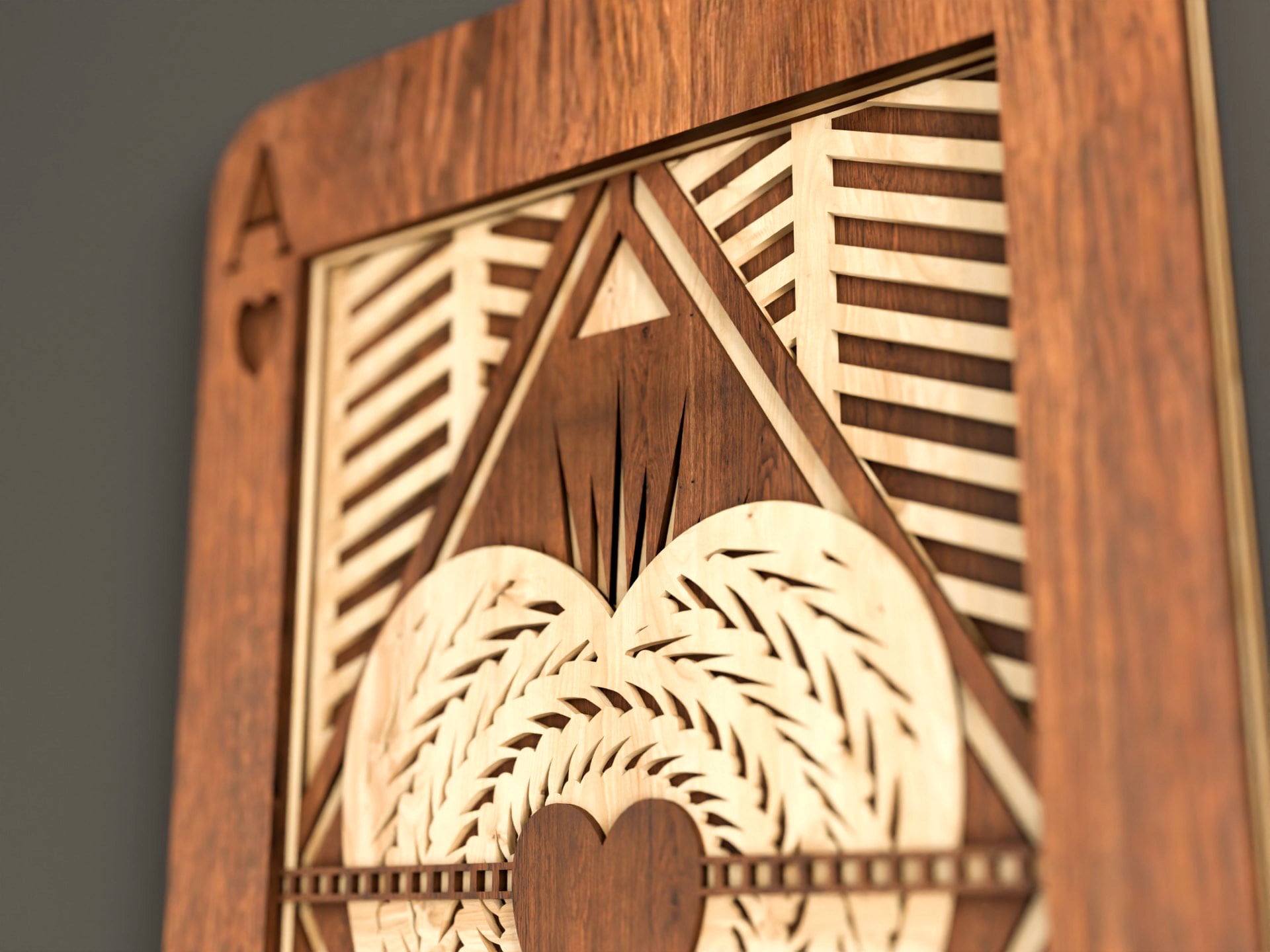 Multilayer Ace of Hearts Laser Artwork SVG Mandela 3D Layered Vector ...