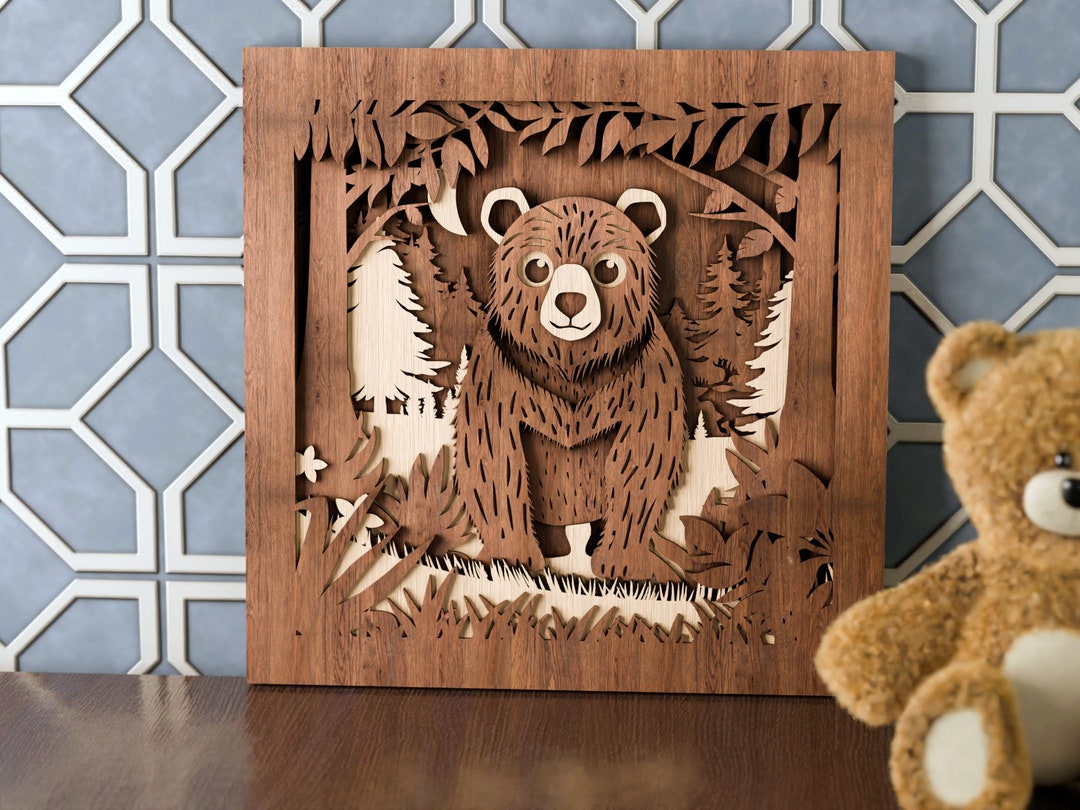 Multilayer Cute Bear Laser Artwork SVG Mandela - 3D Layered Vector ...