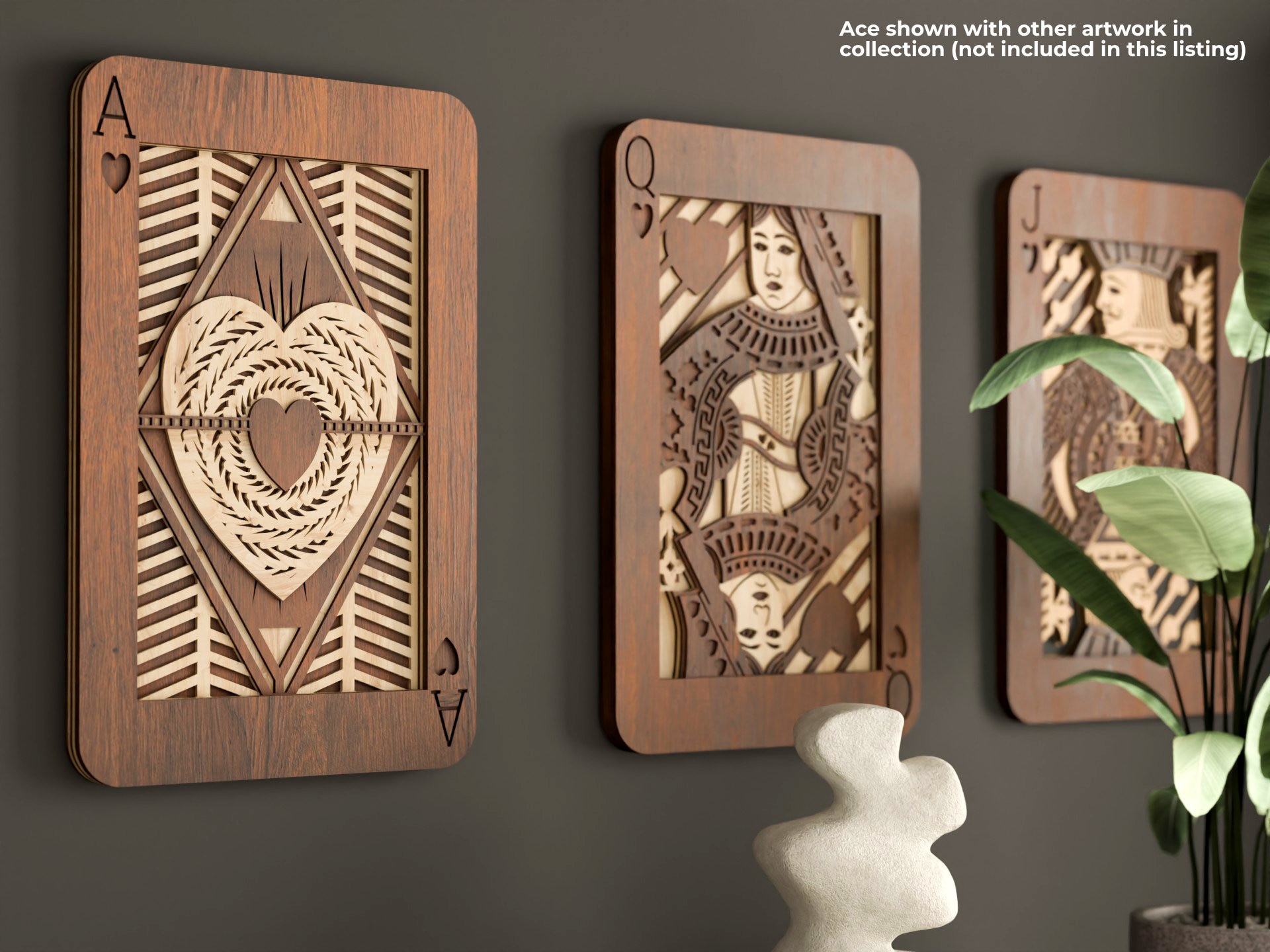 Multilayer Ace of Hearts Laser Artwork SVG Mandela 3D Layered Vector ...