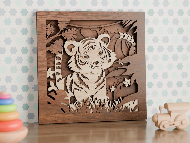 Multilayer Cute Tiger Laser Artwork SVG Mandela - 3D Layered Vector ...