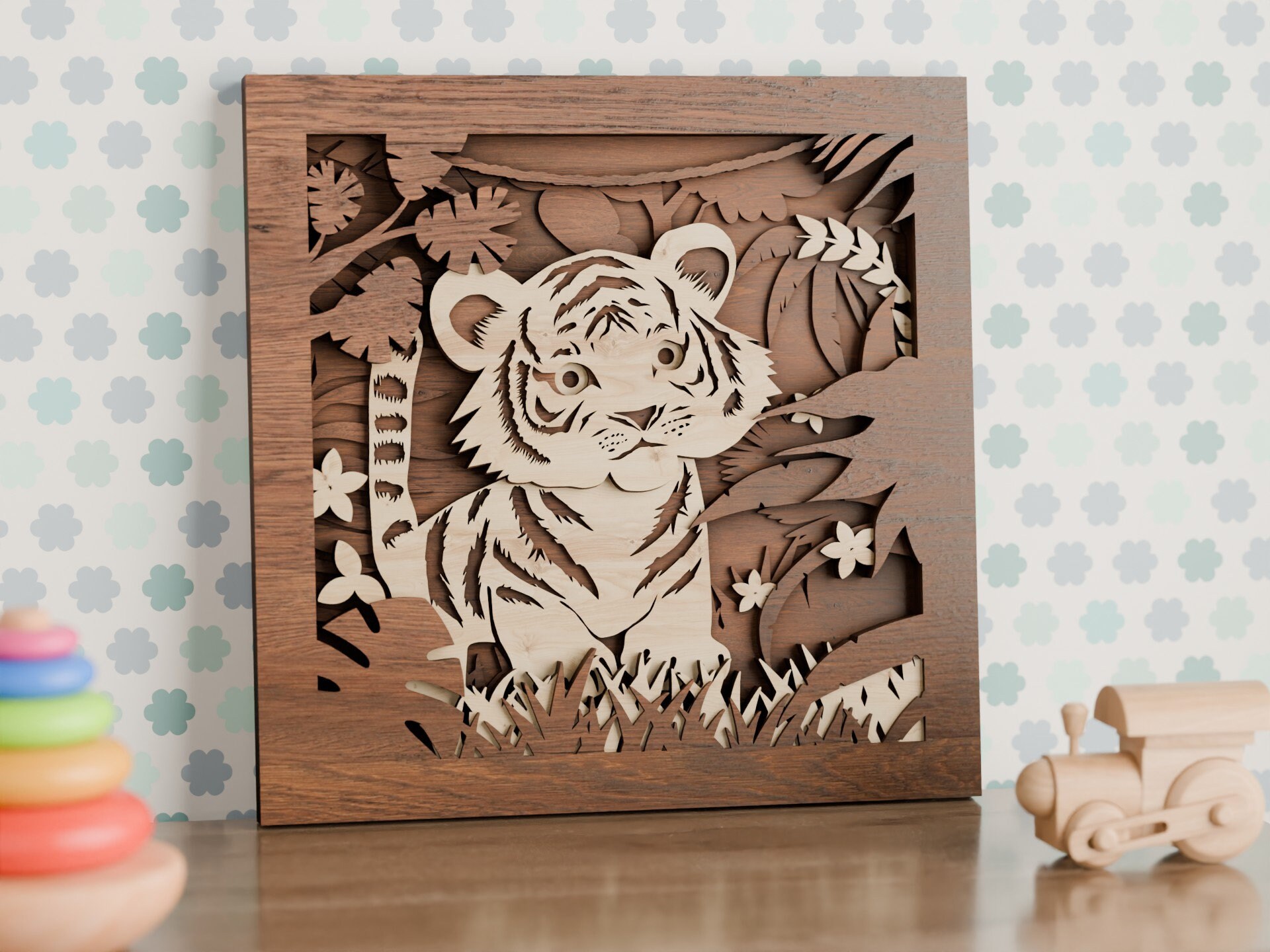 Multilayer Cute Tiger Laser Artwork SVG Mandela - 3D Layered Vector ...