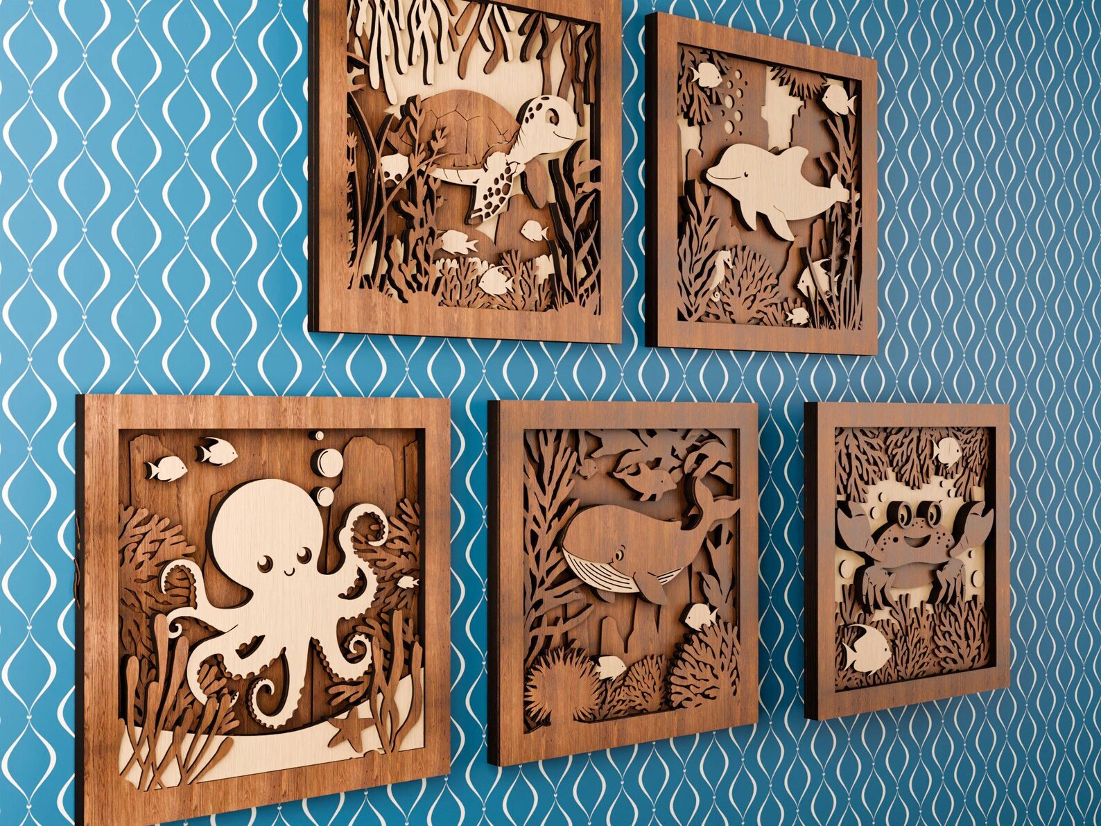 Ocean Animals Bundle Multilayer Laser Artwork COMMERCIAL LICENCE - 3D ...